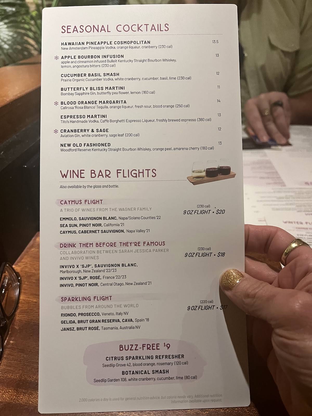 Menu at Seasons 52 pub & bar, Palm Beach Gardens