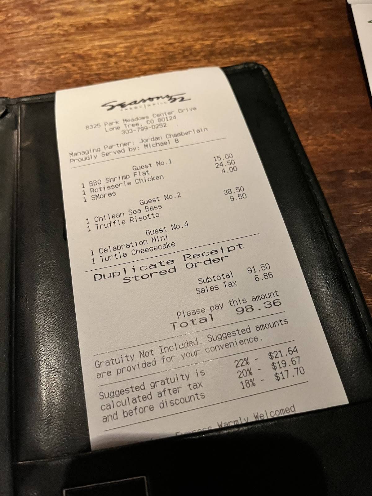 Menu at Seasons 52 pub & bar, Lone Tree