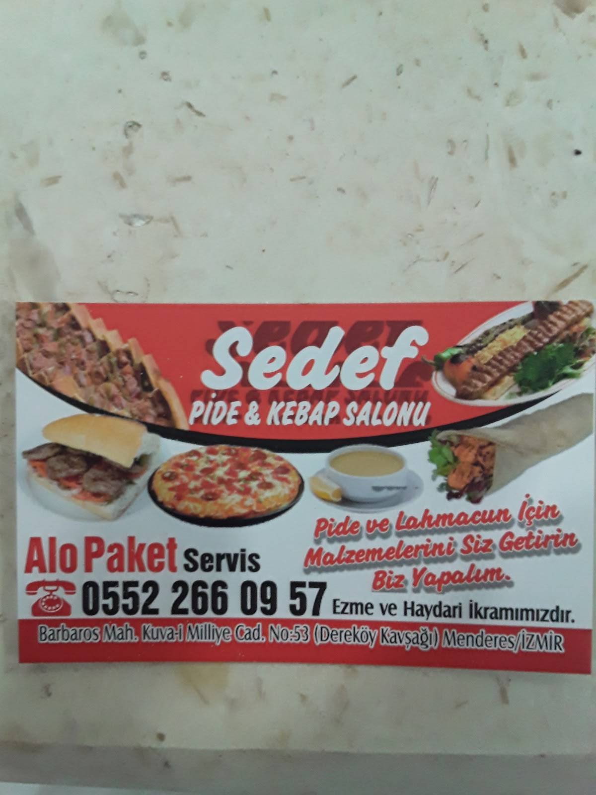 Menu at Sedef pide, Menderes