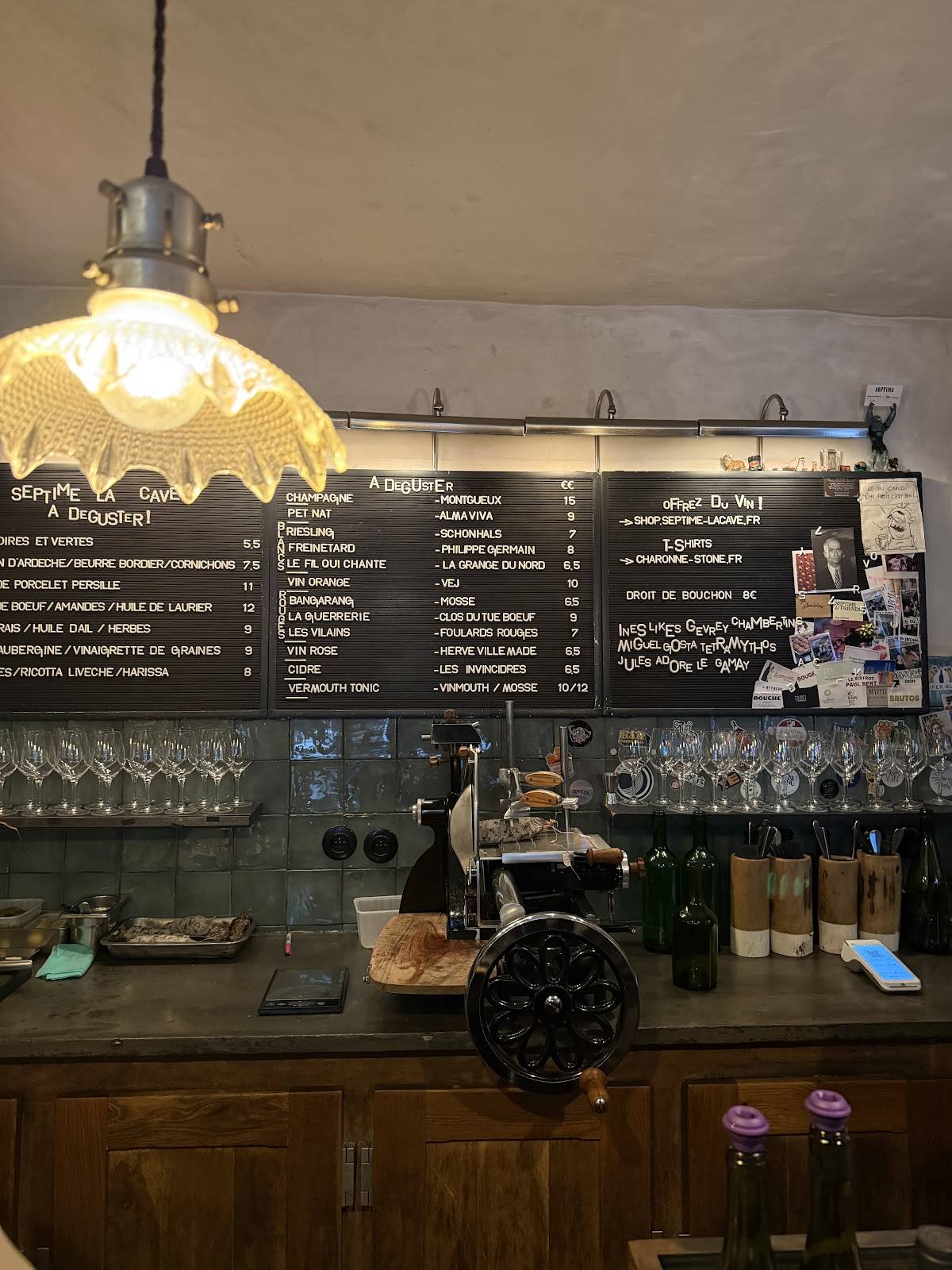 Carta del pub y bar Septime La Cave, Paris