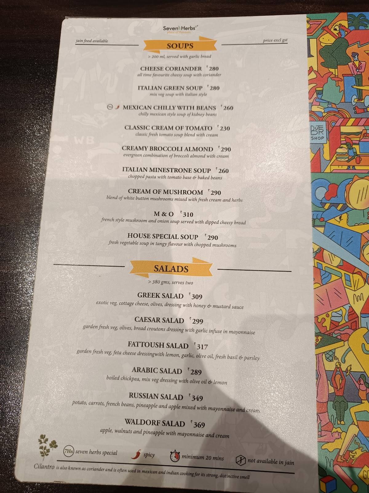 Menu at Seven Herbs - place of flavours, Vadodara
