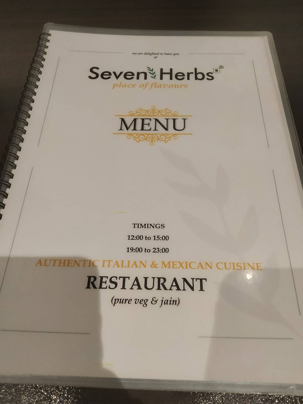 Menu at Seven Herbs - place of flavours, Vadodara