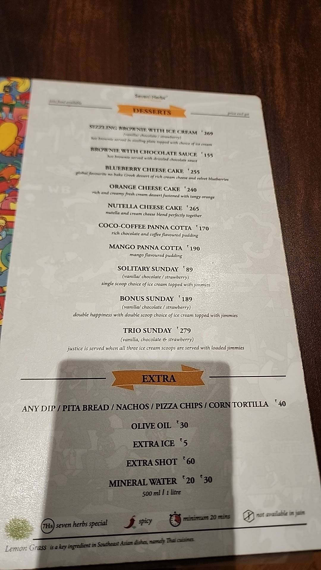 Menu at Seven Herbs - place of flavours, Vadodara