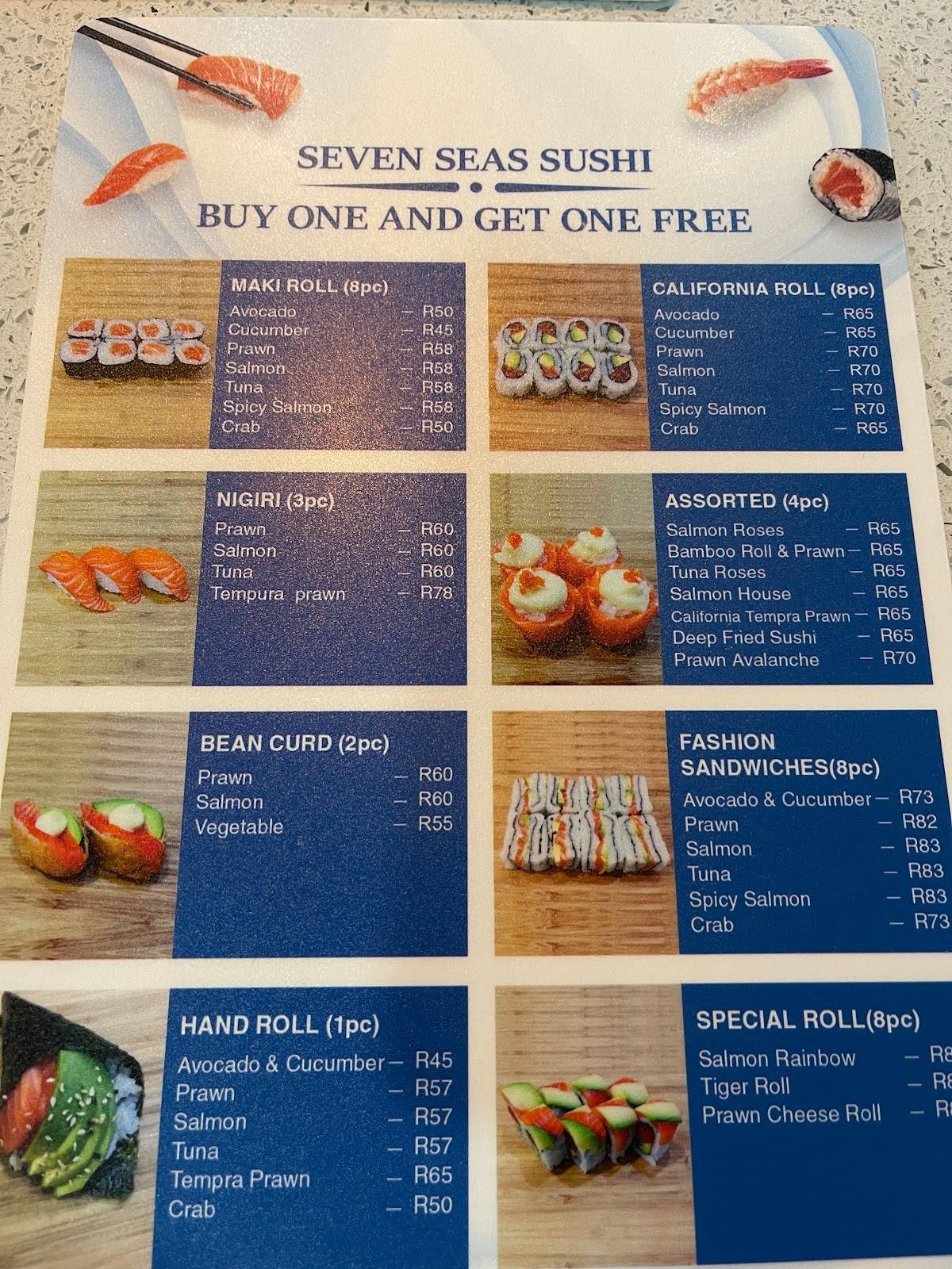 Menu at Seven Seas Sushi - Florida Road restaurant, Durban
