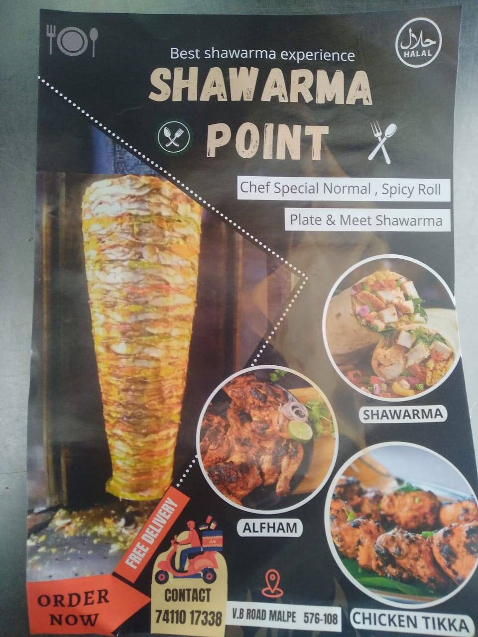 Menu at Shawarma point, Malpe