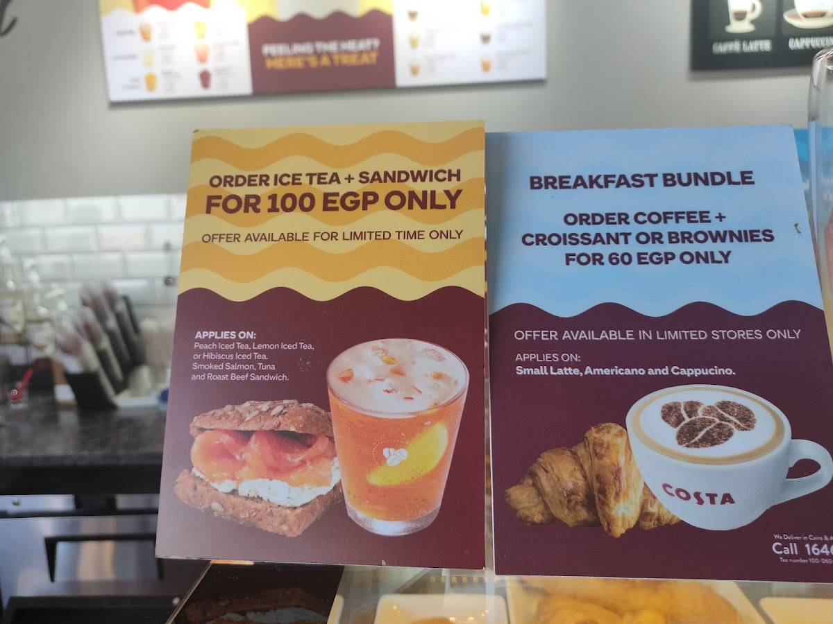 Speisekarte von Costa Coffee cafe, Sheikh Zayed City, الجزيرة بلازا مول