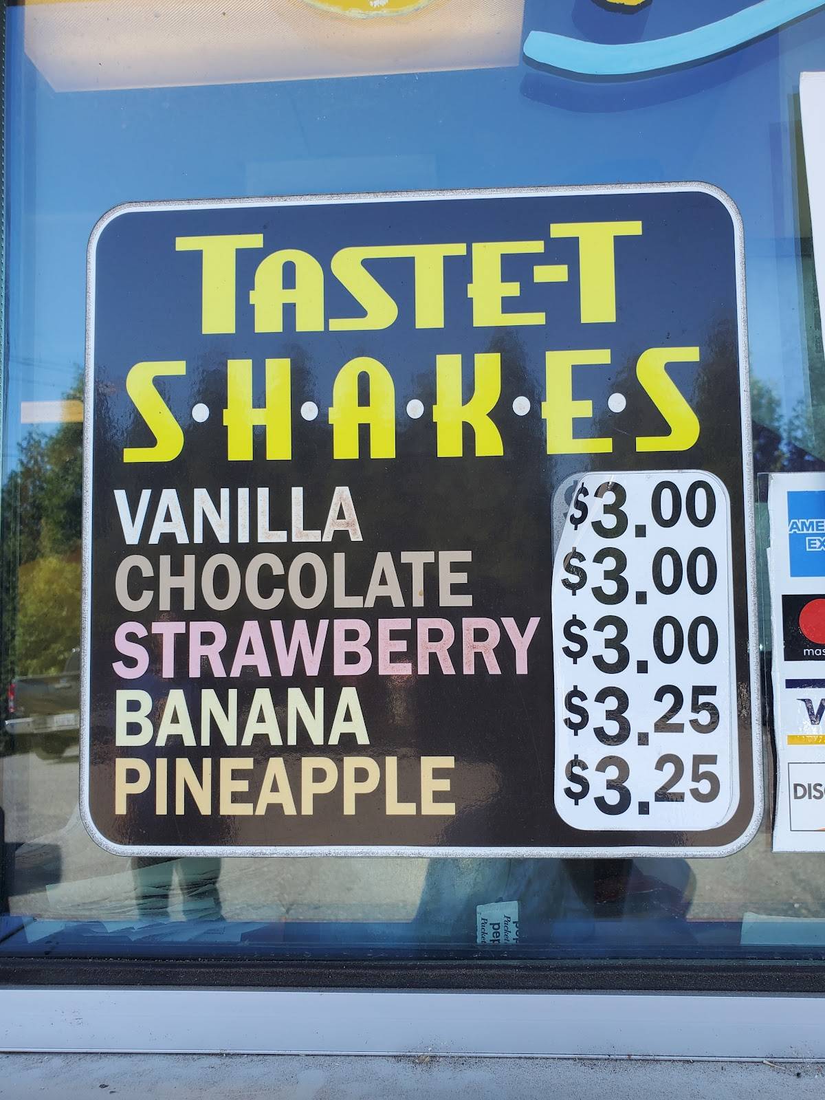Menu at Taste-T-Drive-In restaurant, Shelby