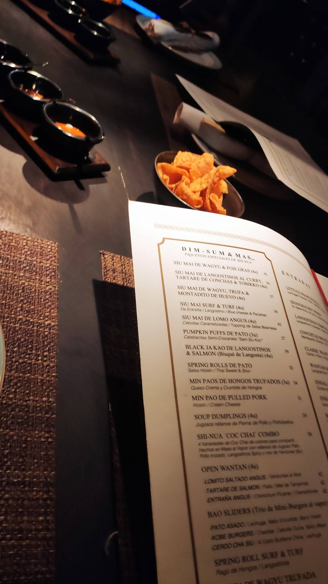 Carta del restaurante Shi-Nua, Lima
