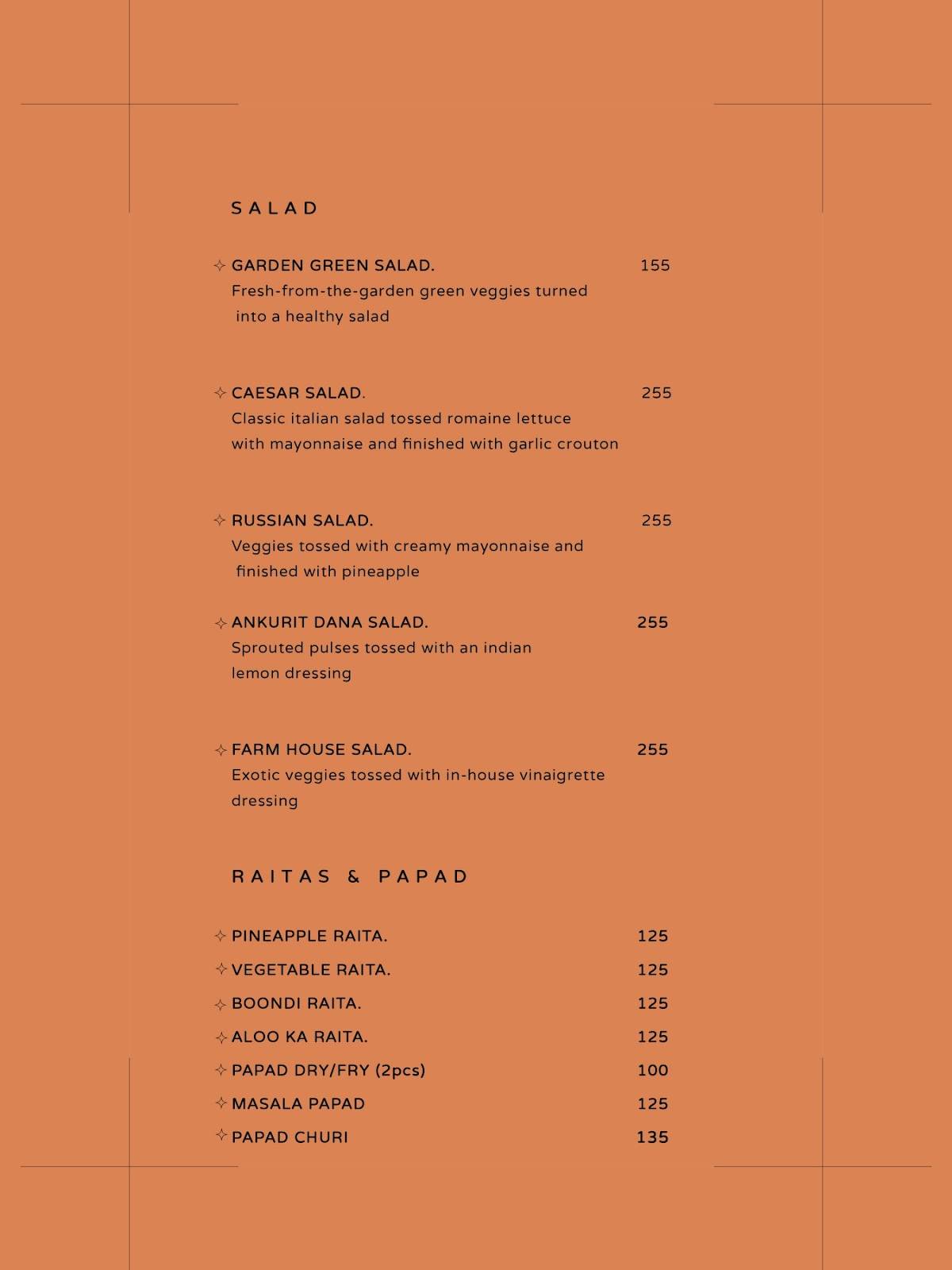 Menu at Shimmers, Ama Seoni