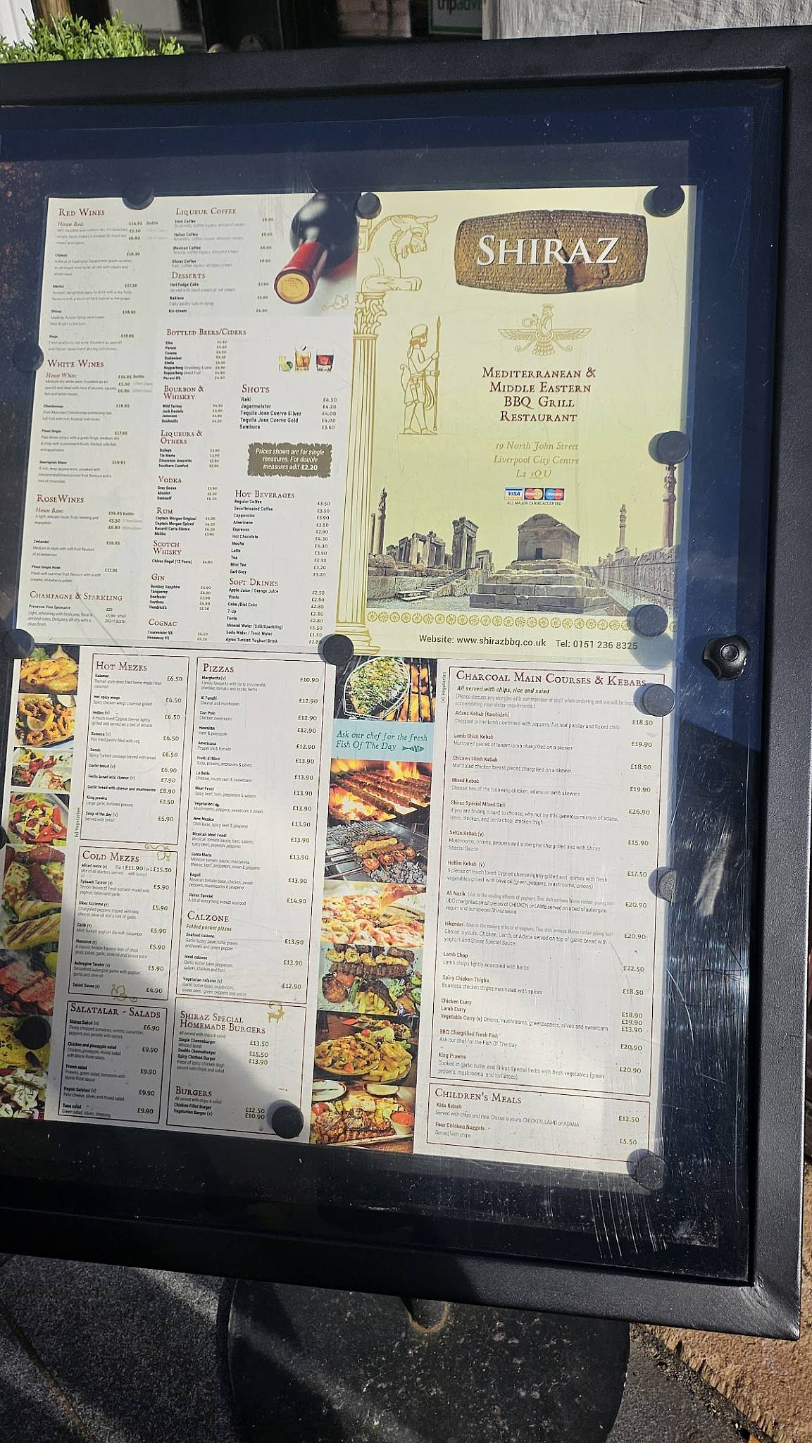 Menu at Shiraz BBQ, Liverpool, 19 N John St