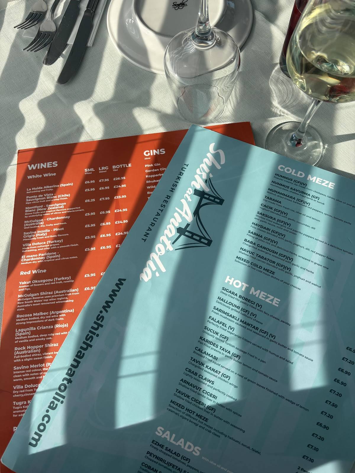 Menu at Shish Anatolia restaurant, Lowestoft