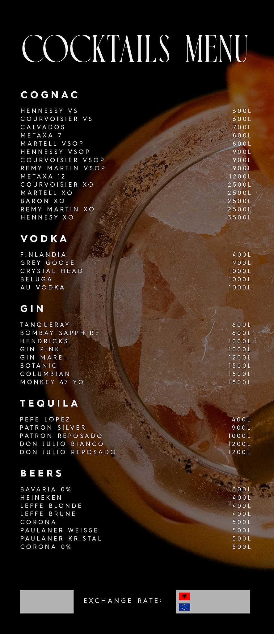 Menu at Shisha Room Food & Cocktail Bar, Tirana, Rruga Themistokli Gërmenji