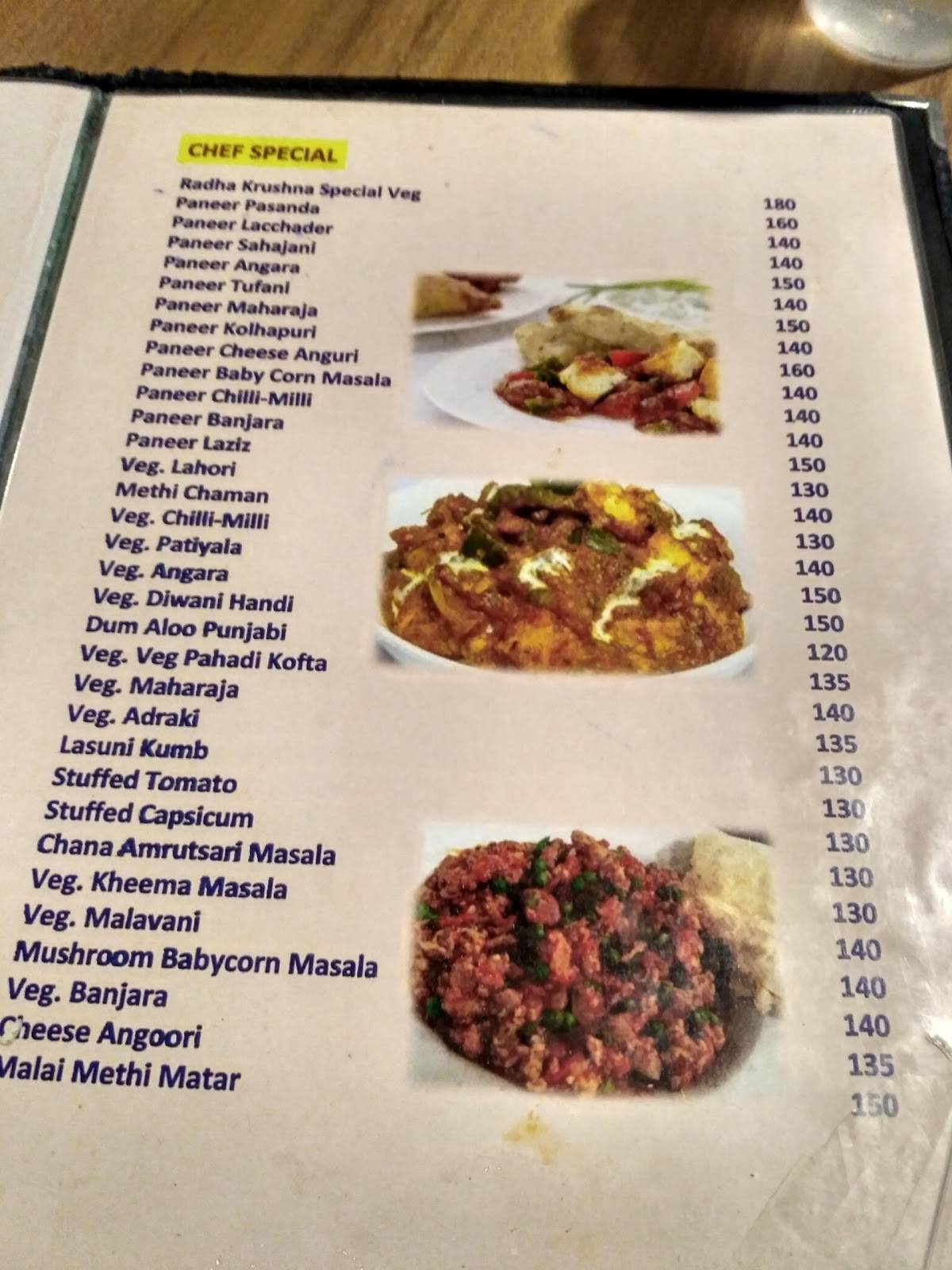 Menu at Shree Radha Krishna Pure Veg, Pune, FQ2V+W8V