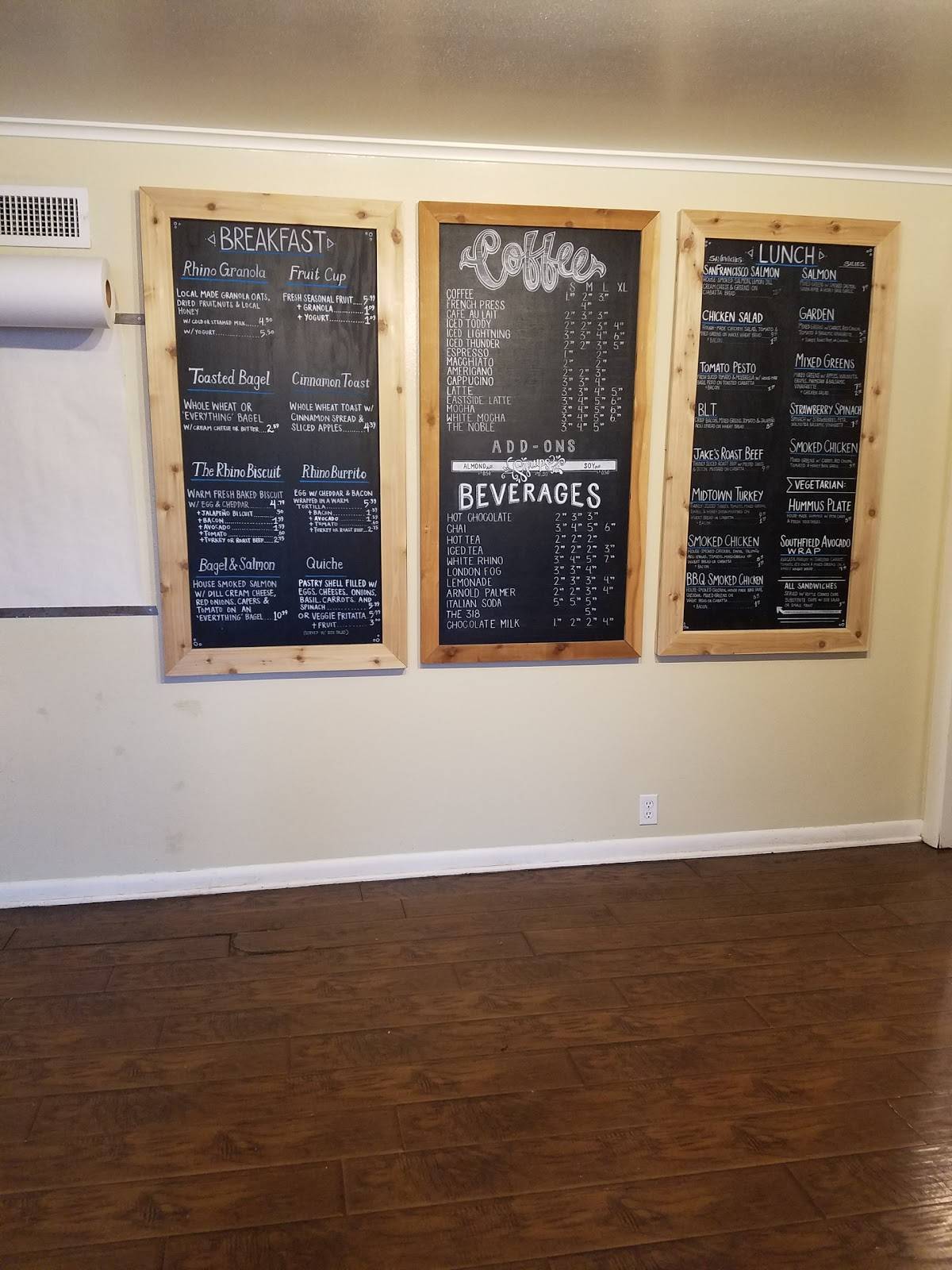 Menu at Rhino Coffee Uptown pub & bar, Shreveport, 721 Southfield Rd