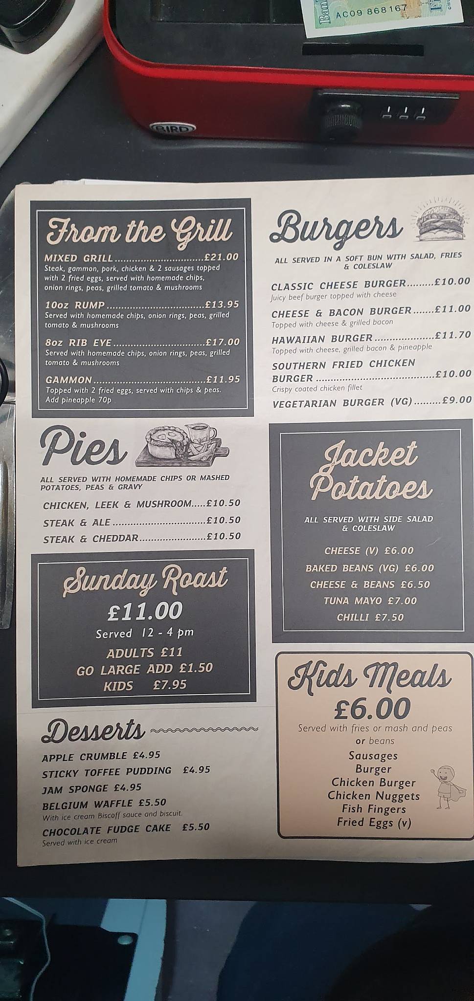 Menu at The Bell Inn pub & bar, Shrewsbury
