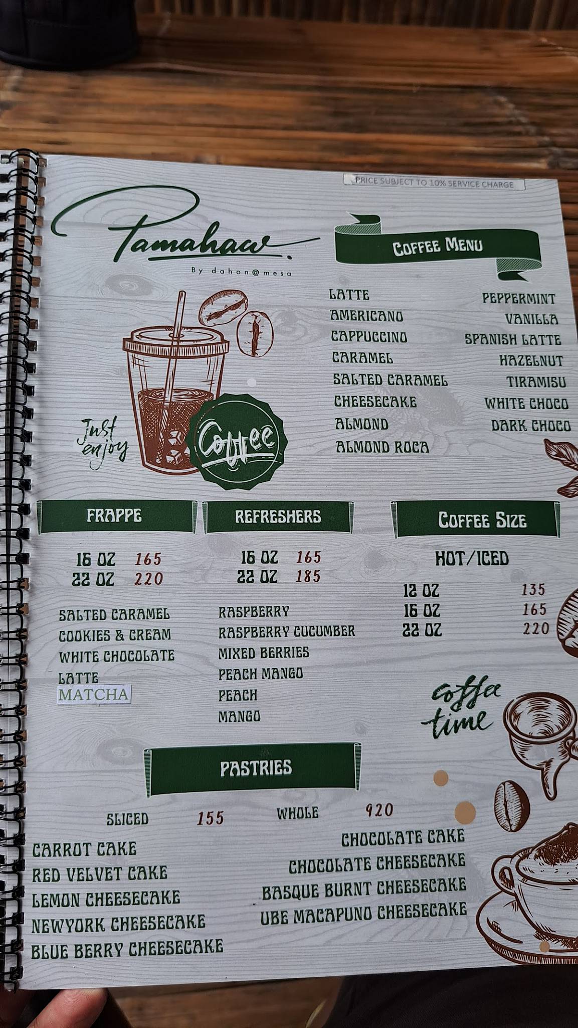 Menu at Pamahaw restaurant, Silang