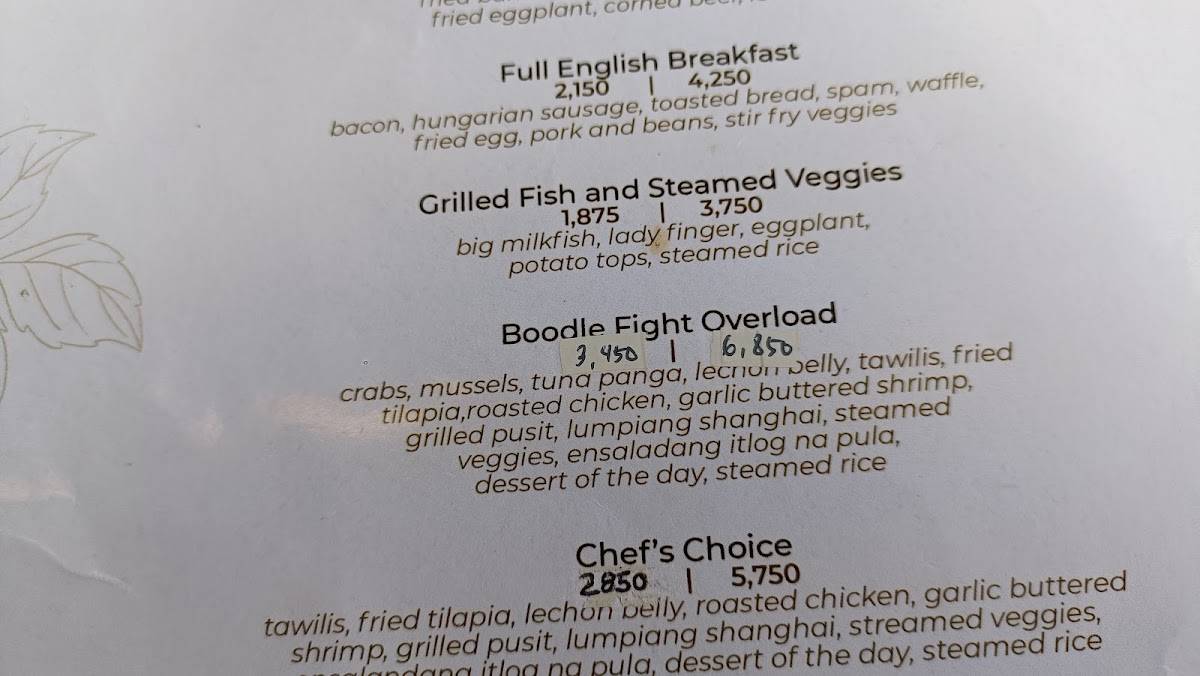 Menu at Pamahaw restaurant, Silang