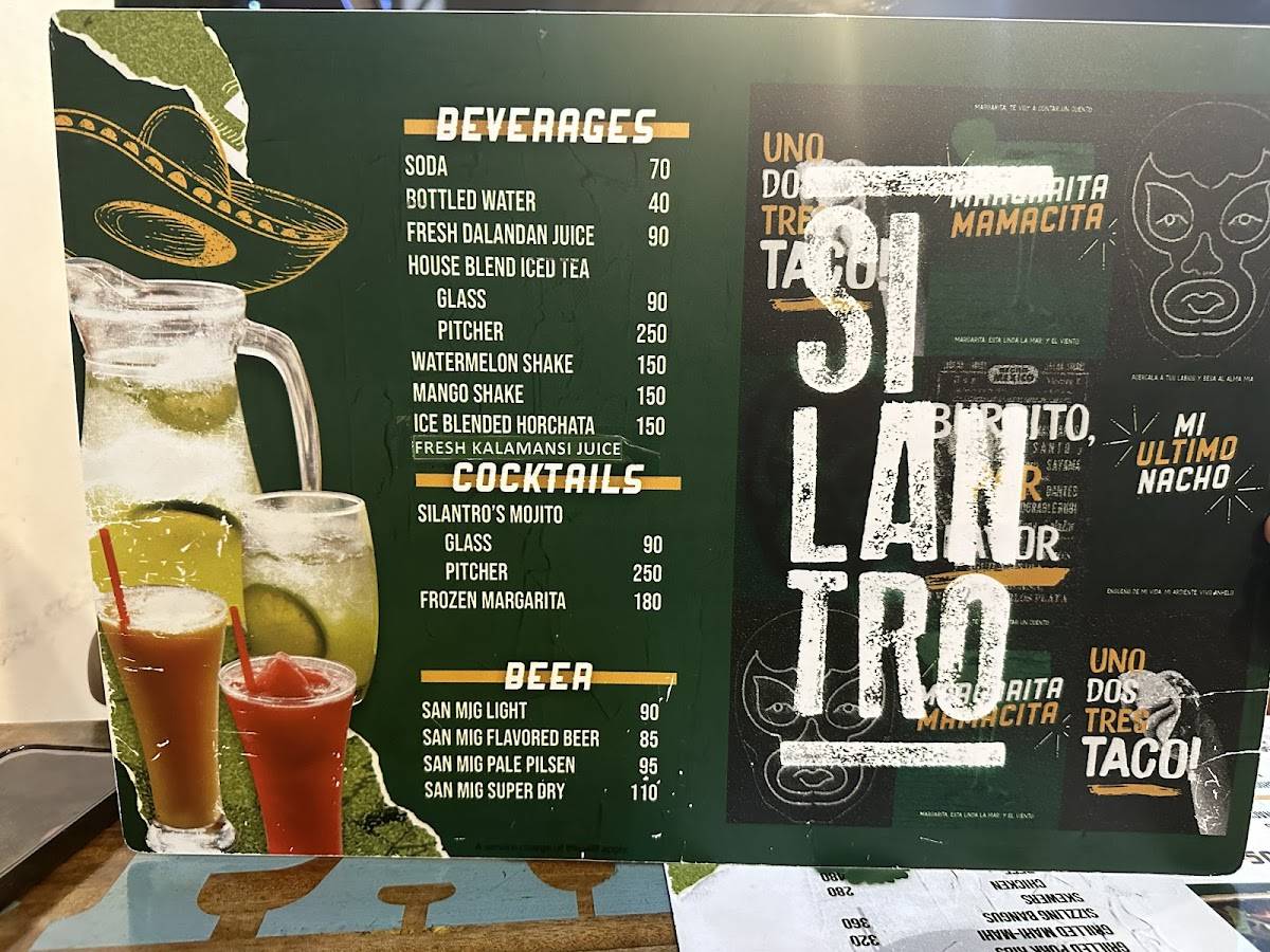 Menu at Silantro Fil-Mex Cantina (Eastwood branch) restaurant, Quezon ...