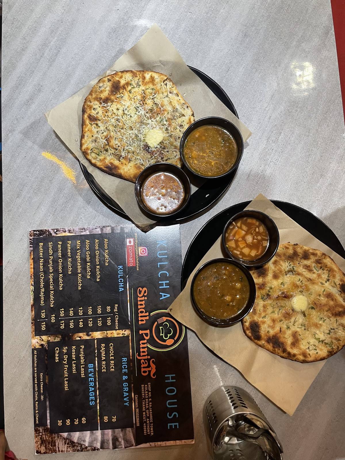Menu at Sindh Punjab Kulcha house, Thane
