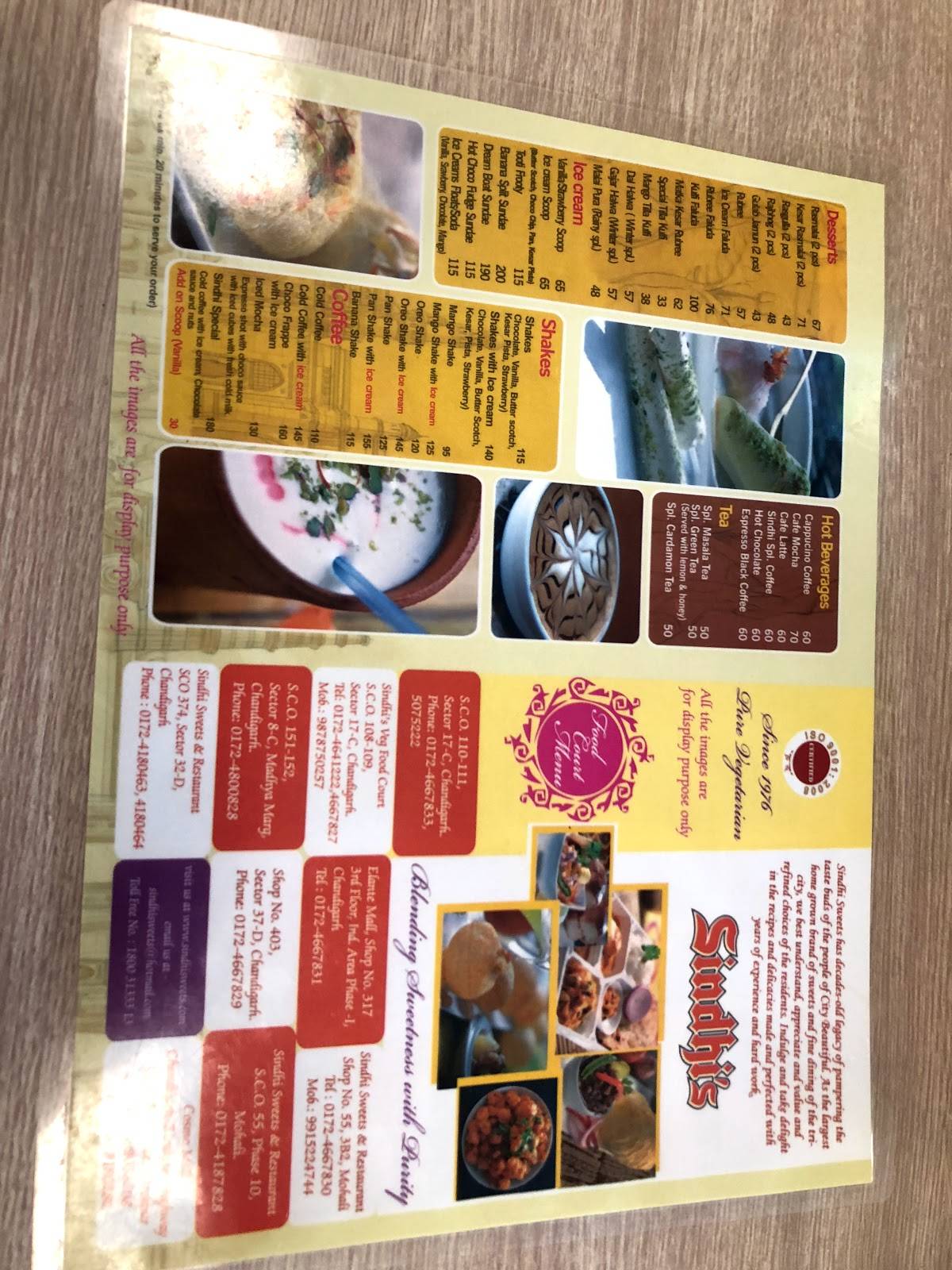 Menu at Sindhi Sweets, Zirakpur, Cosmo