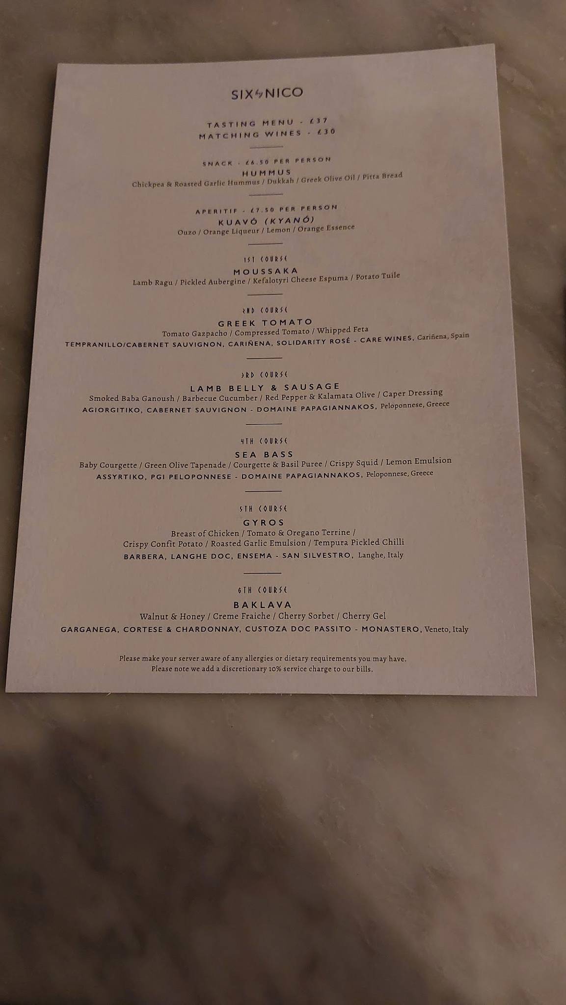 Menu at Six By Nico Belfast restaurant, Belfast