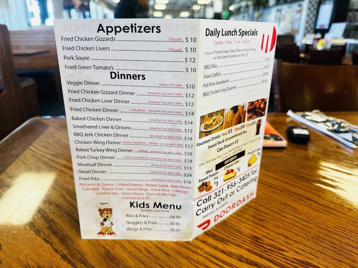 Menu at Skeebos BBQ, Palm Bay