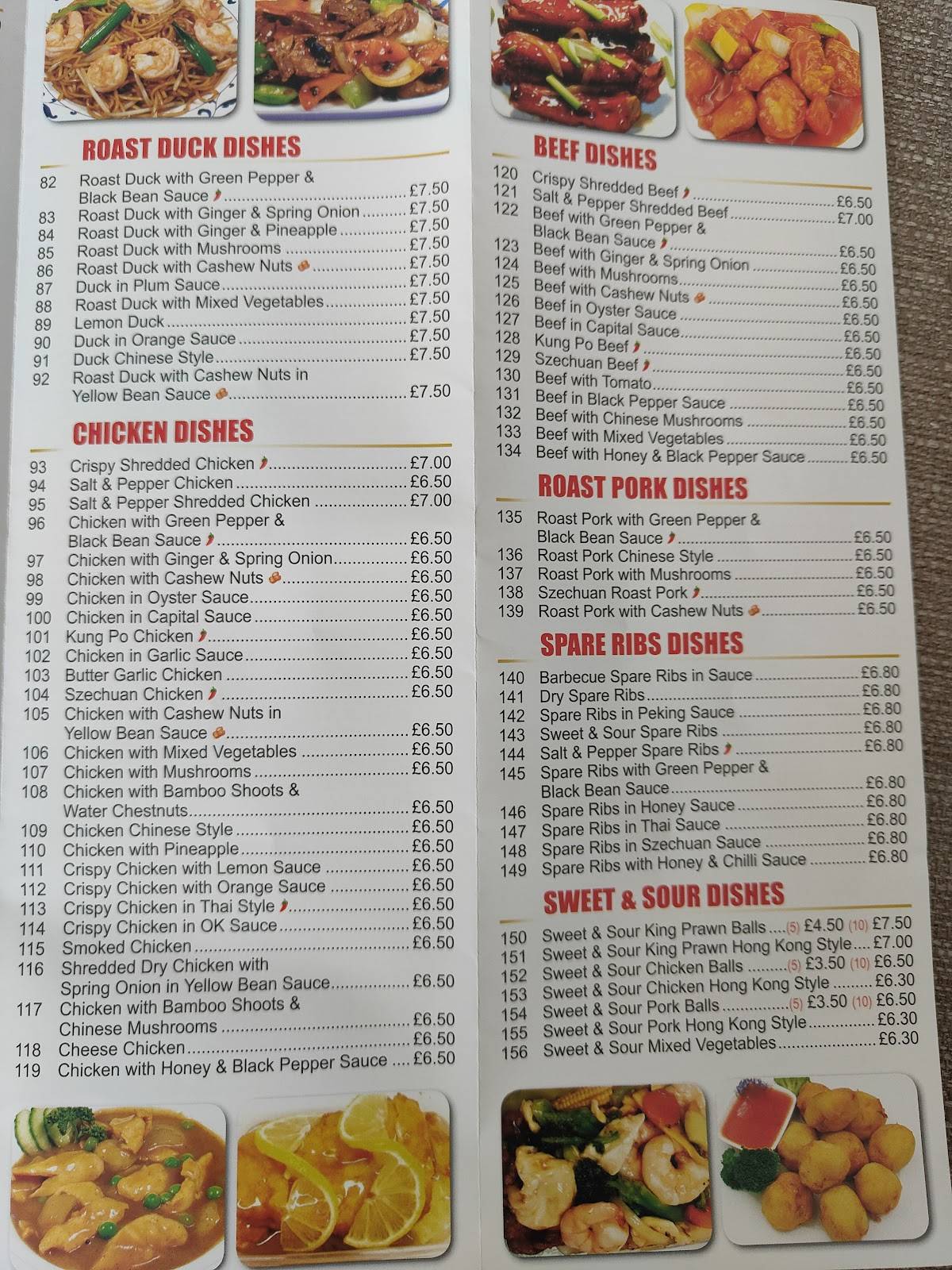 Menu at Sky Chinese Takeaway pub & bar, Burnham-on-Sea