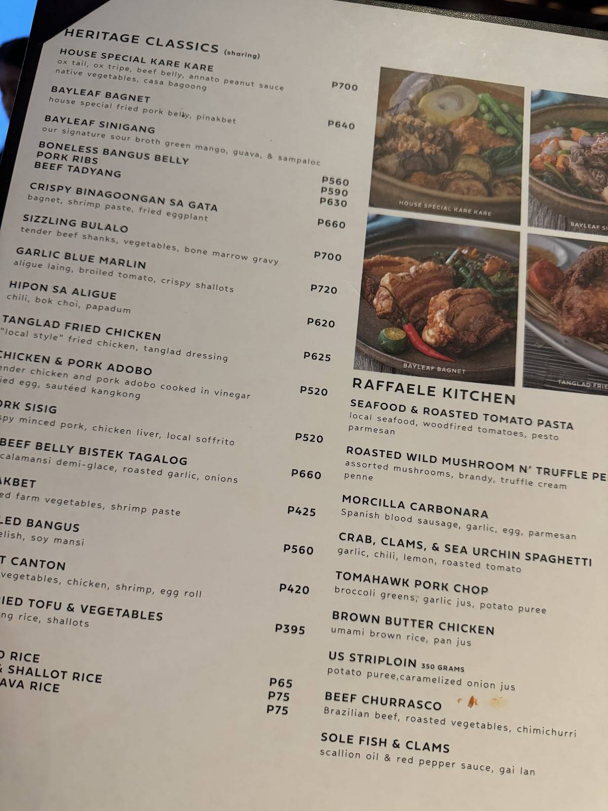 Menu at Sky deck Bayleaf hotel pub & bar, Manila
