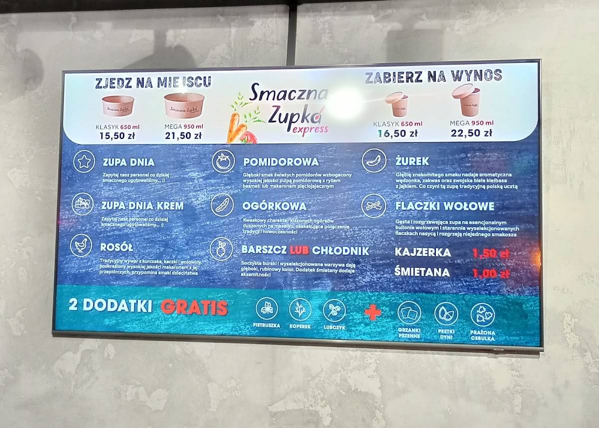 Menu at Smaczna Zupka Express restaurant, Koszalin