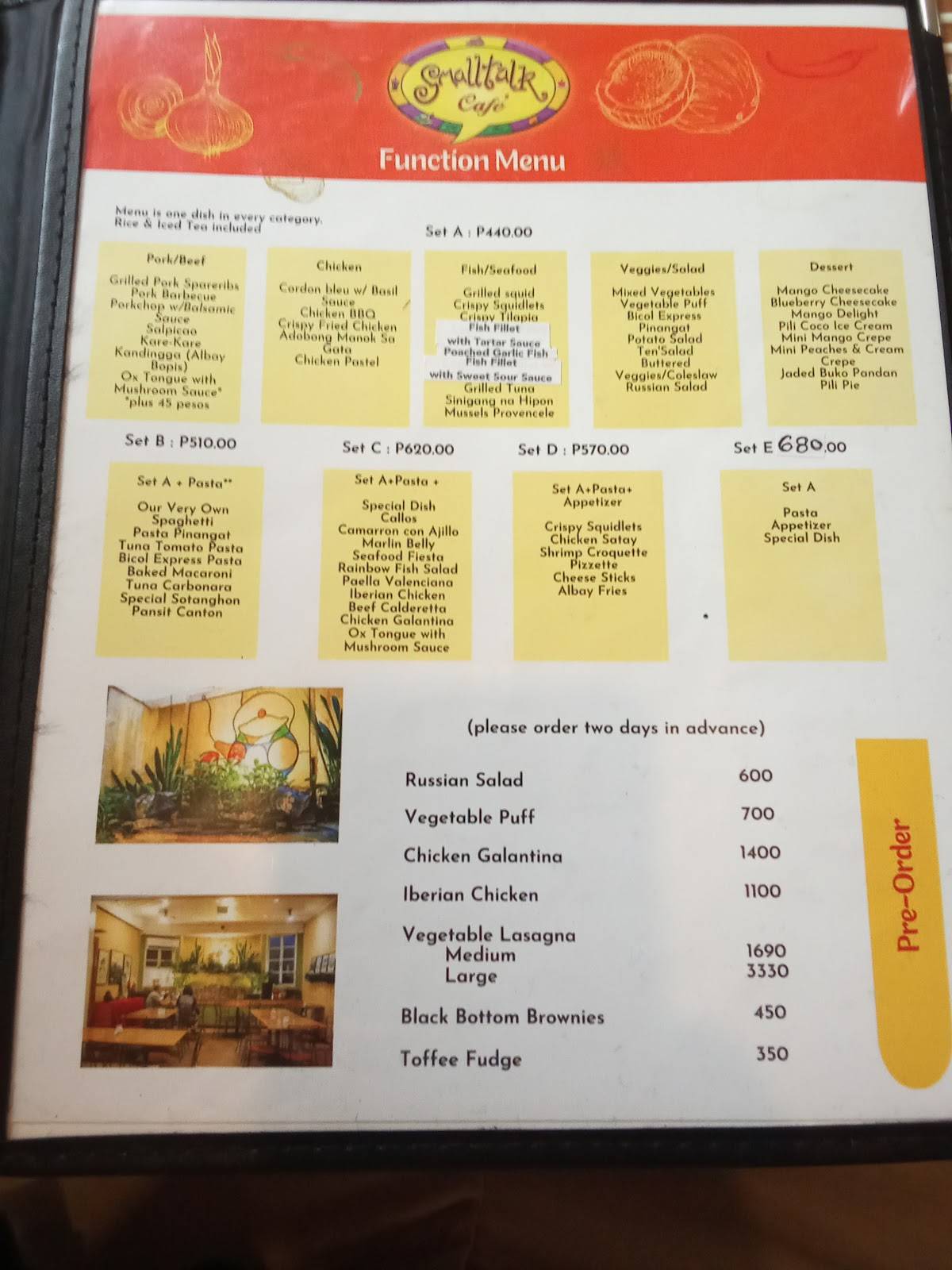 Menu at Small Talk Café desserts, Legazpi City, 4PQP+2X9