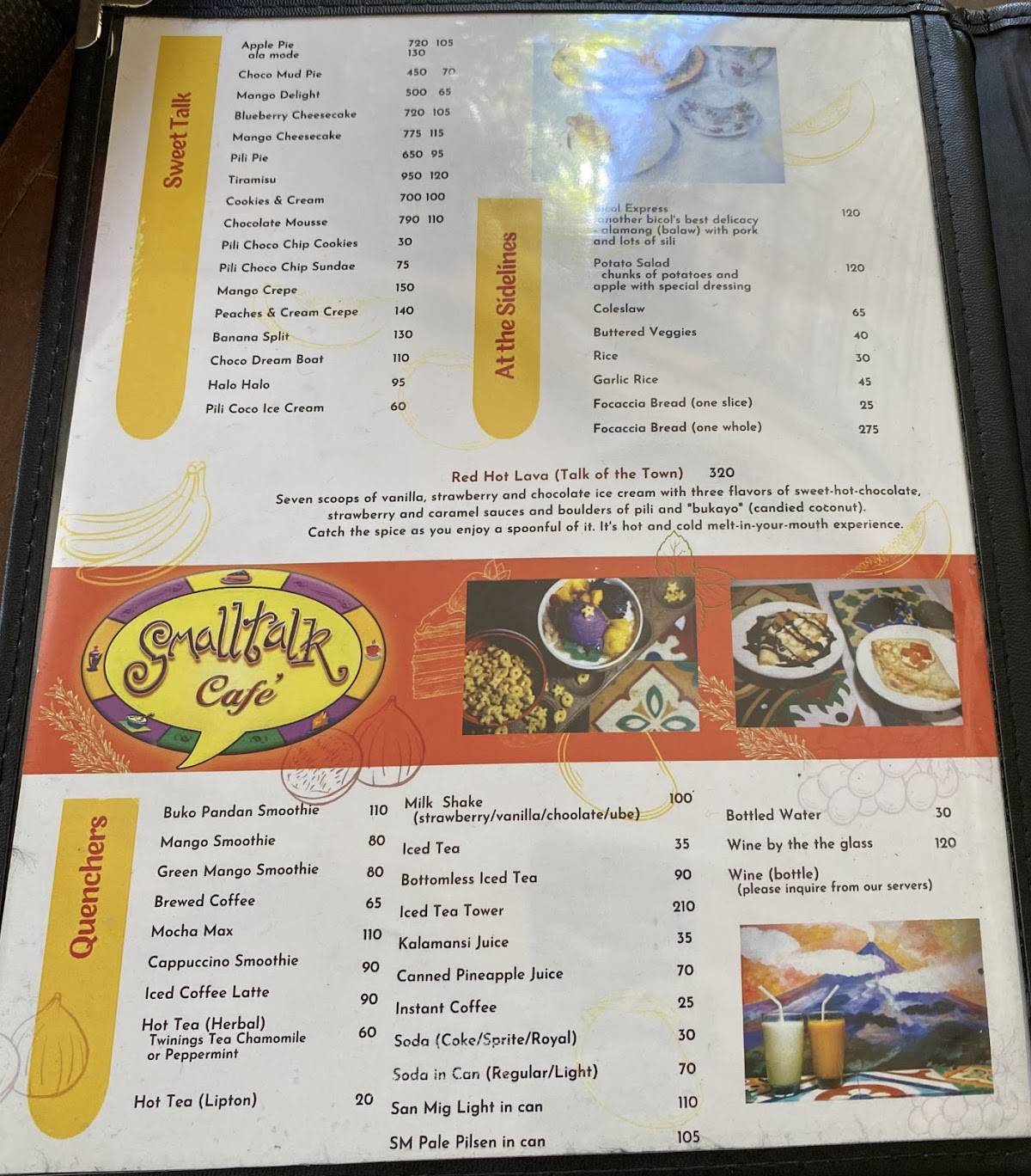 Menu at Small Talk Café desserts, Legazpi City, 4PQP+2X9