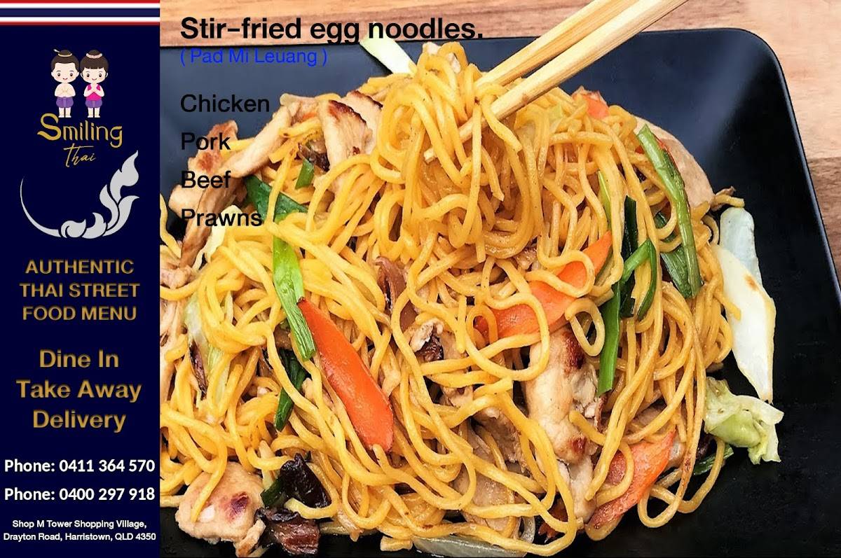 Menu at Smiling Thai restaurant, Harristown
