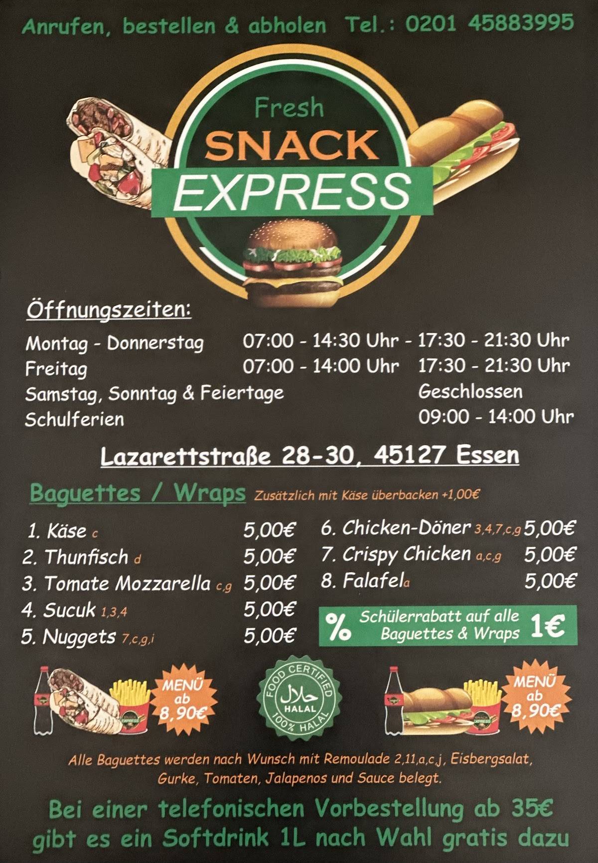 Menu at Snack Express pub & bar, Essen