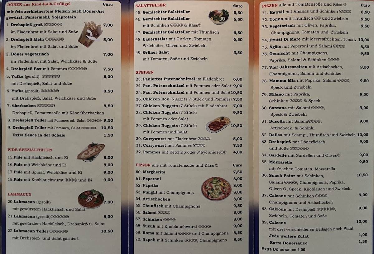Speisekarte von Snack Point restaurant, Niedereschach