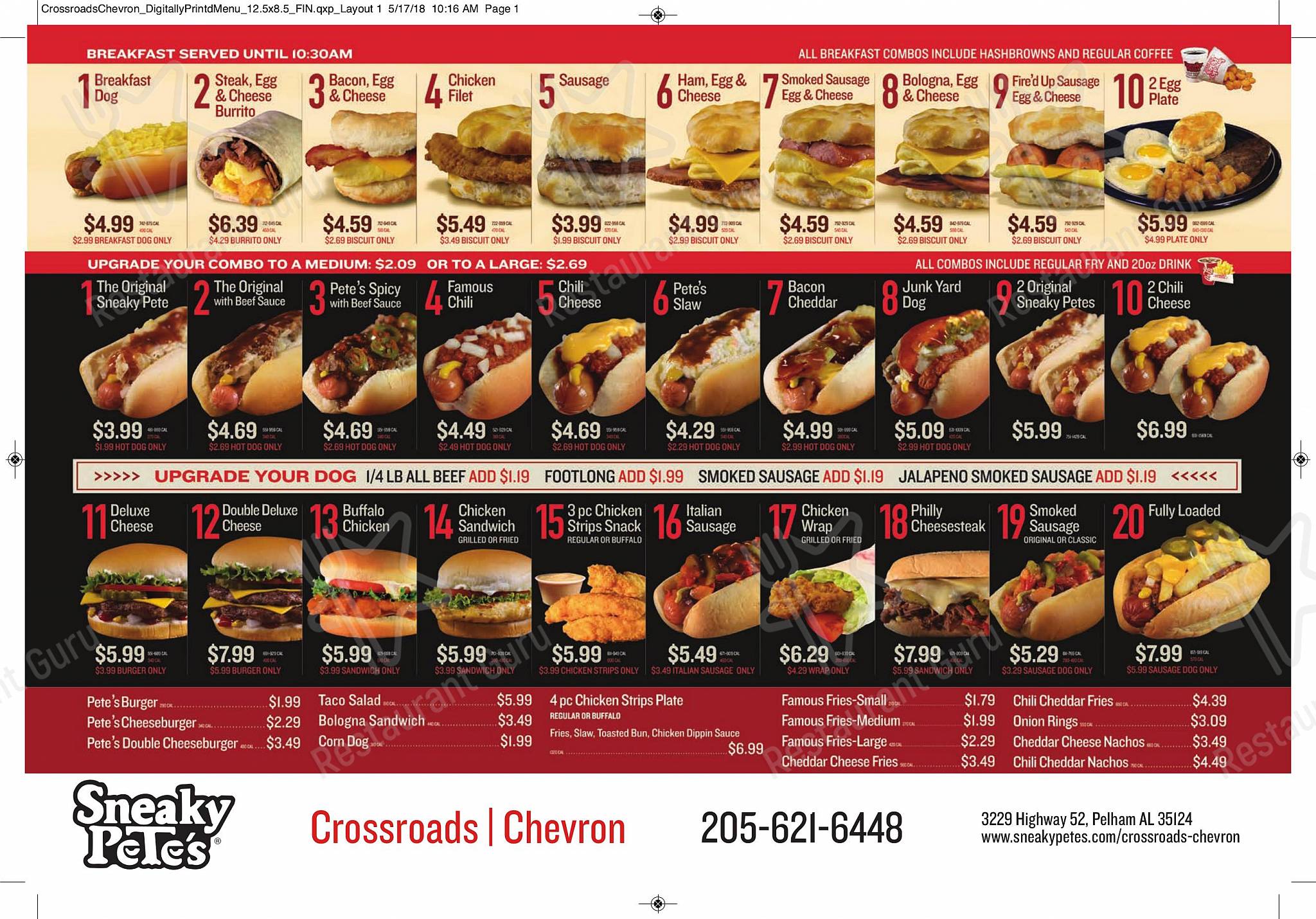 Carta del restaurante Sneaky Petes / Cantina Grill, Pelham