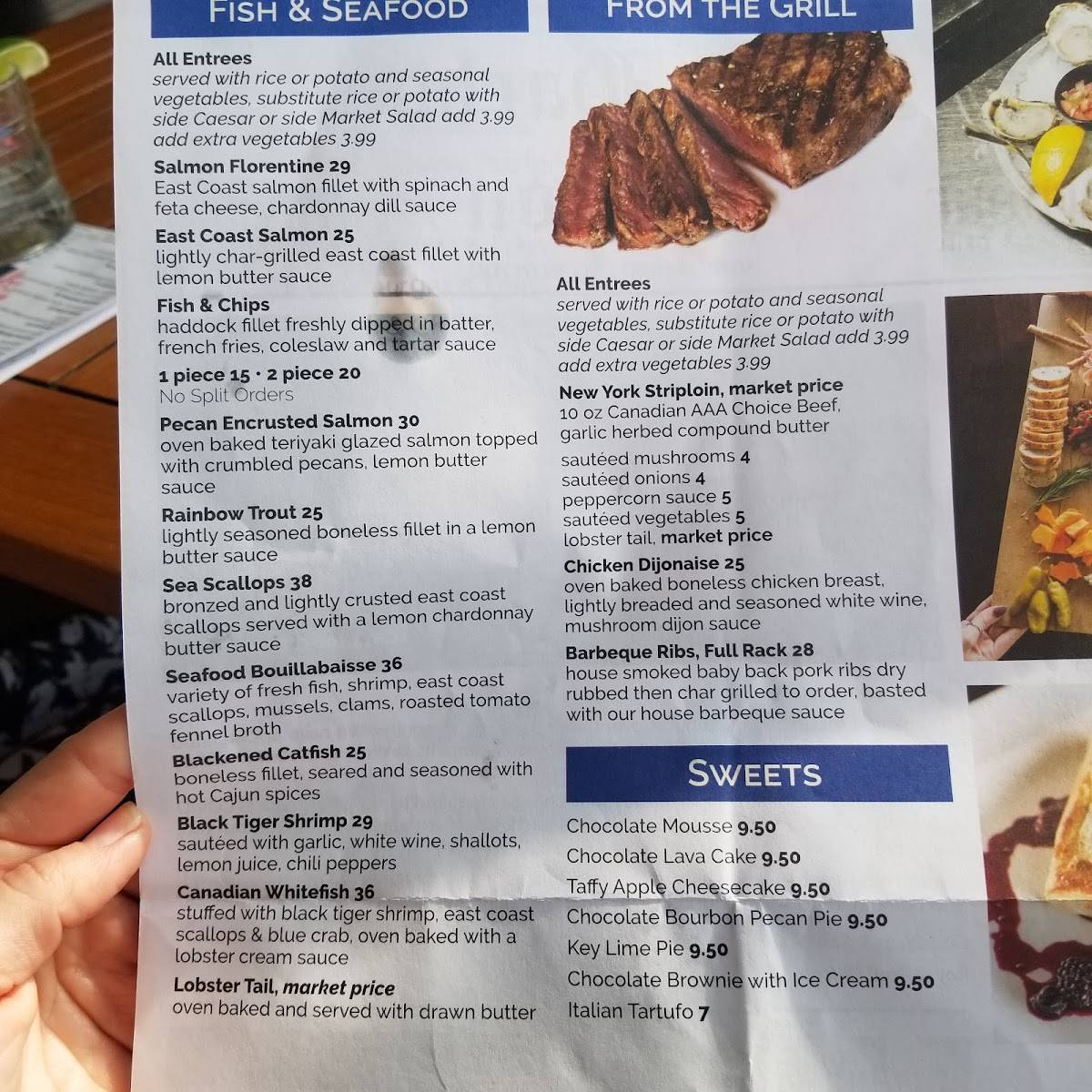 Menu at Snug Harbour Seafood Bar and Grill, Mississauga
