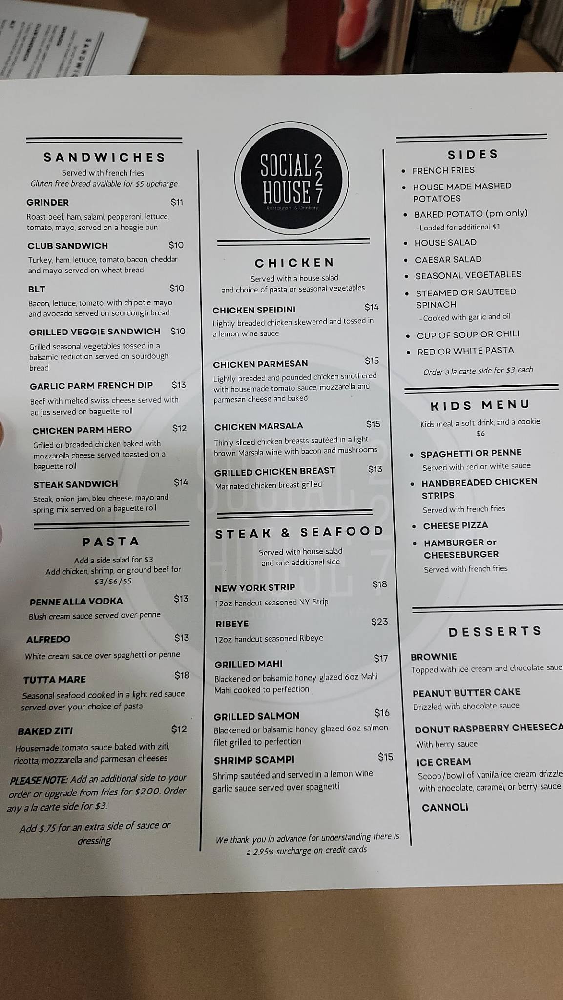 Menu at Social House 227 pub & bar, Warrenton