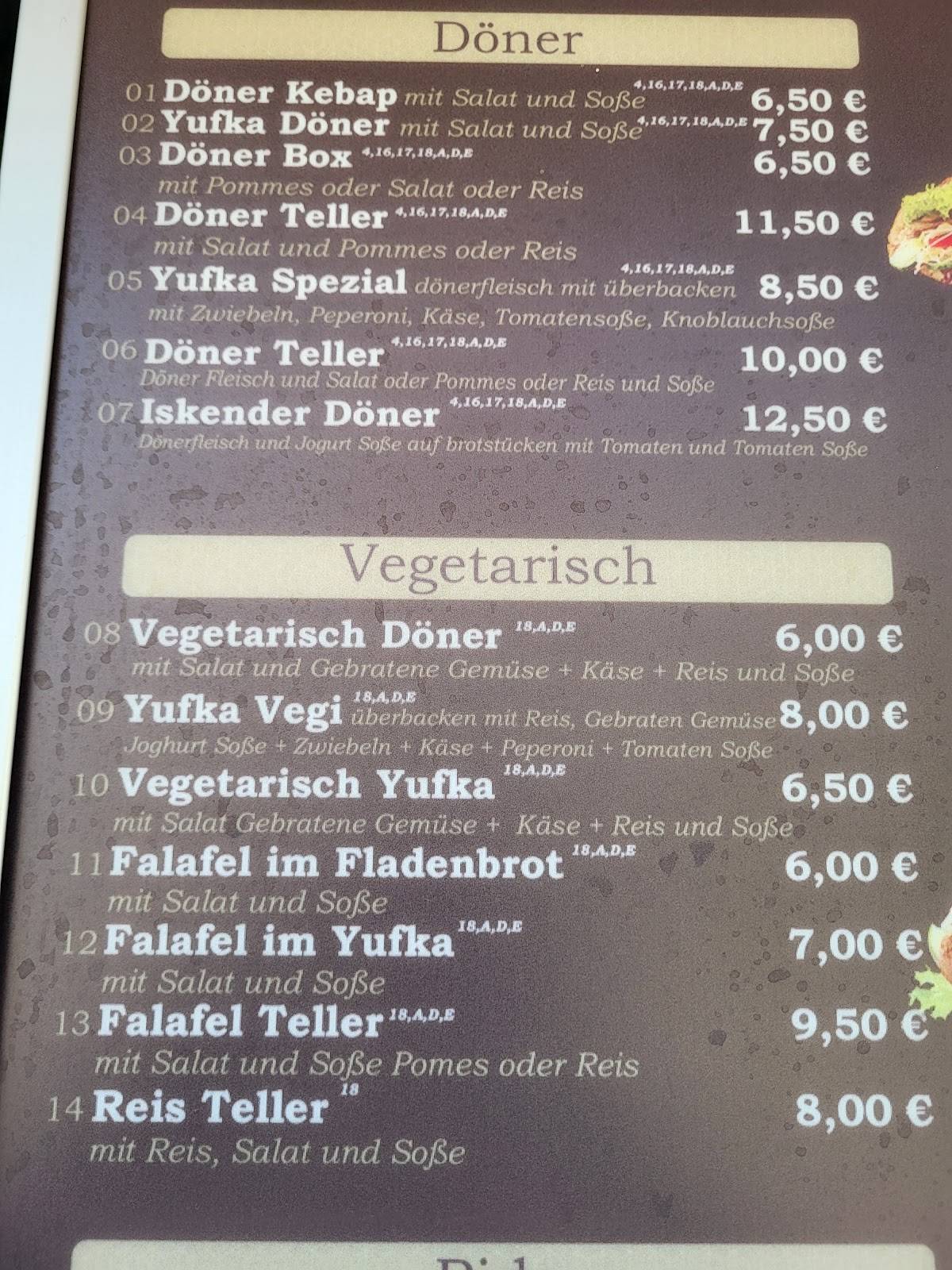 Speisekarte von Sofra Pizza & Kebab Ingelfingen, Ingelfingen