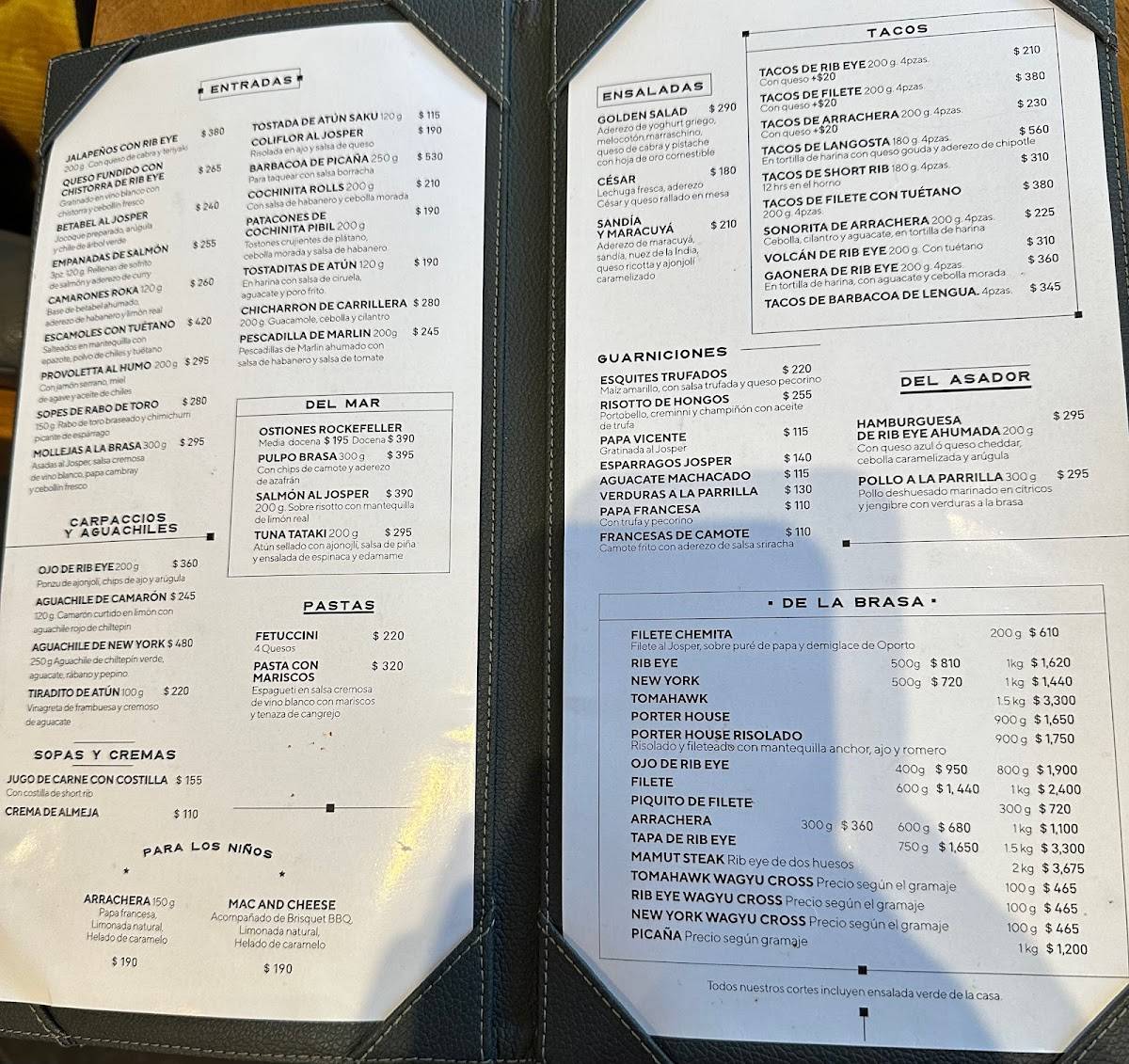 Menu at Sollano 18 restaurant, San Miguel de Allende