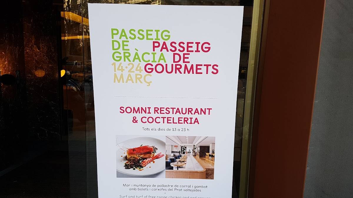 Carta de Somni Restaurant, Barcelona