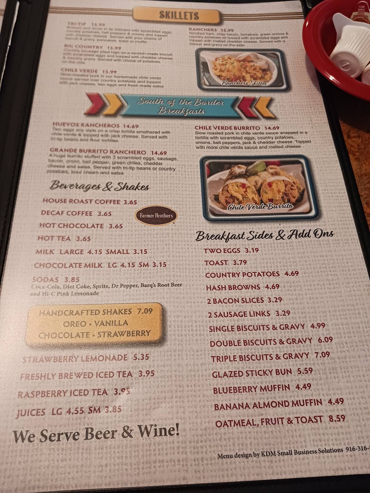 Menu at Barrow’s Cafe & Grill, Sonora