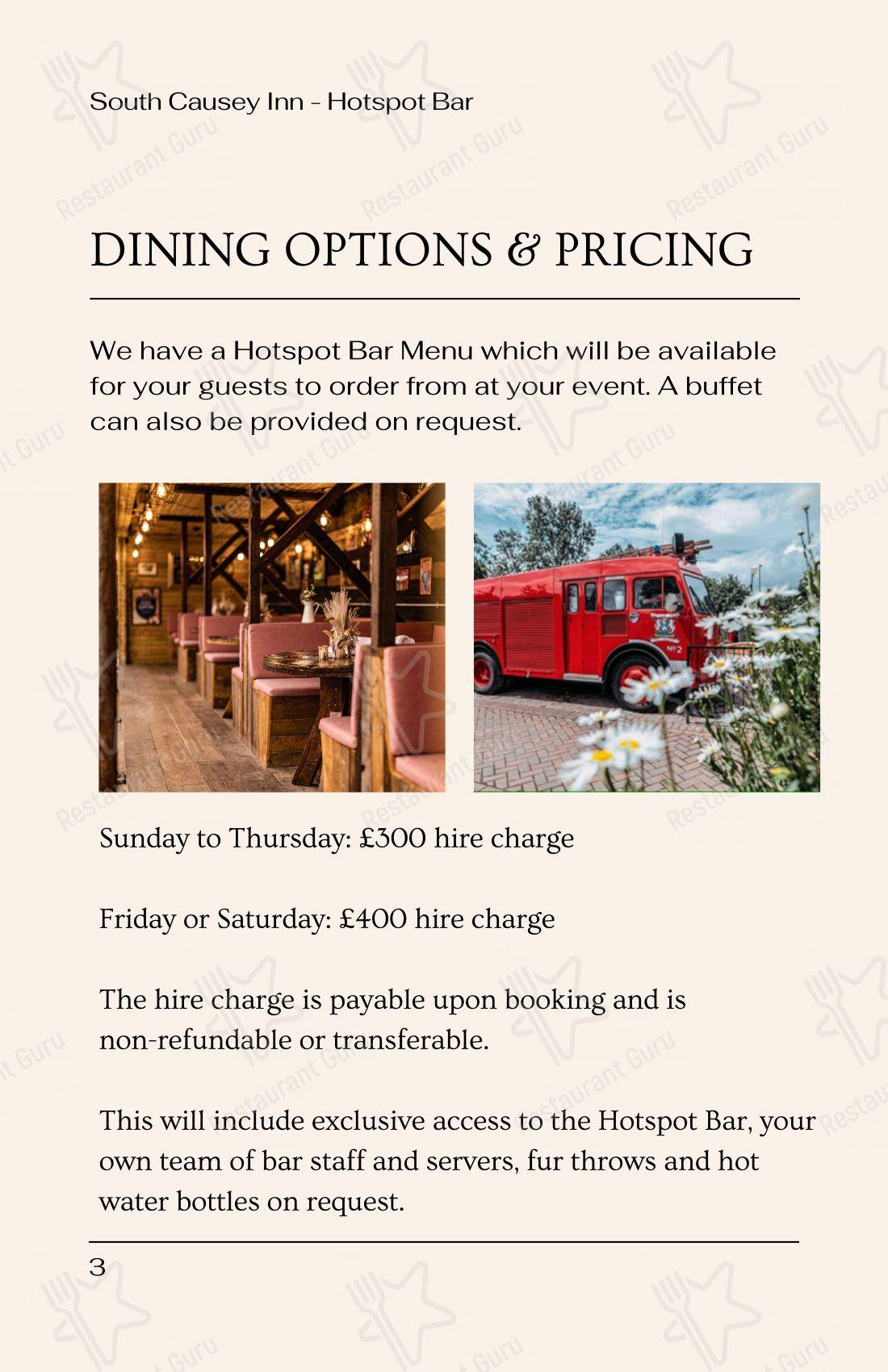 Menu at South Causey Inn pizzeria, Stanley