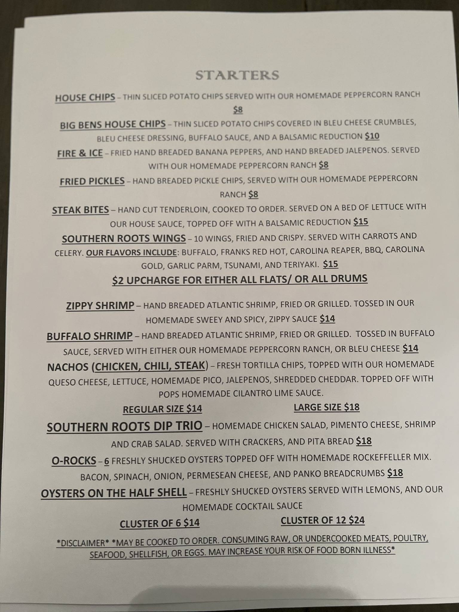 Menu at Southern Roots Bar & Grille, Monroe