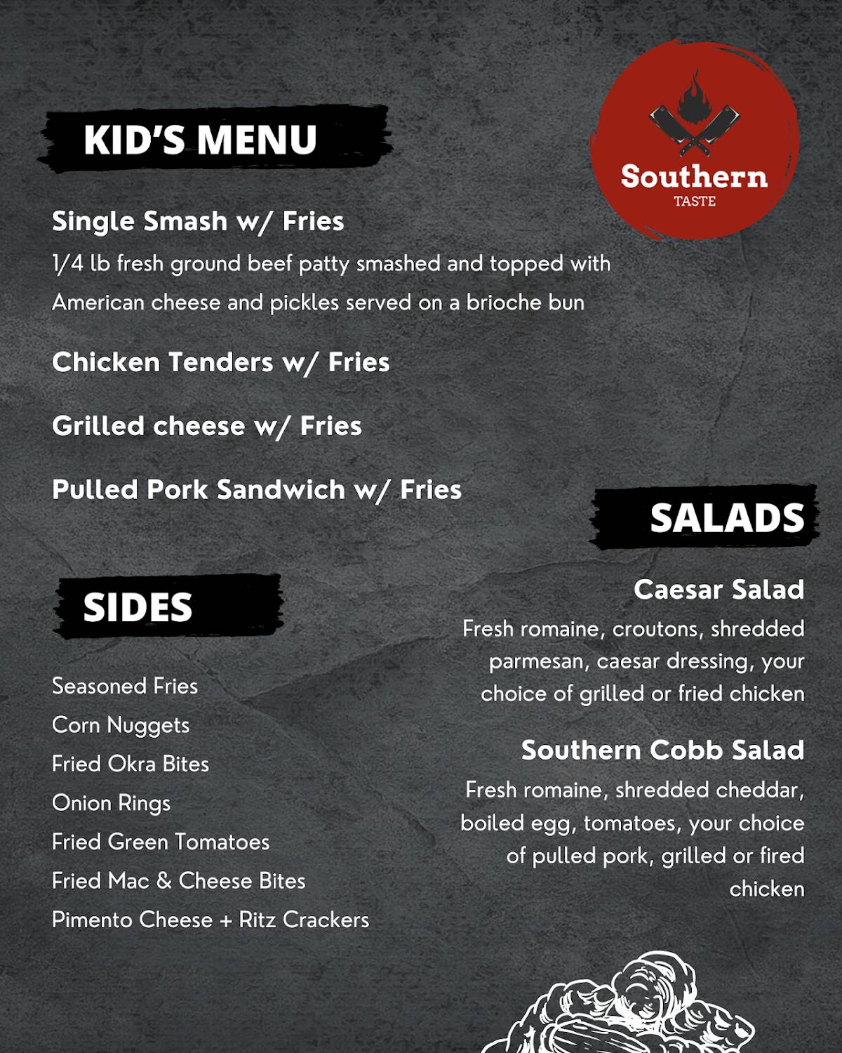 Menu at Southern Taste restaurant, Alachua