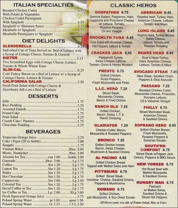Menu at Sparks Deli, New York City