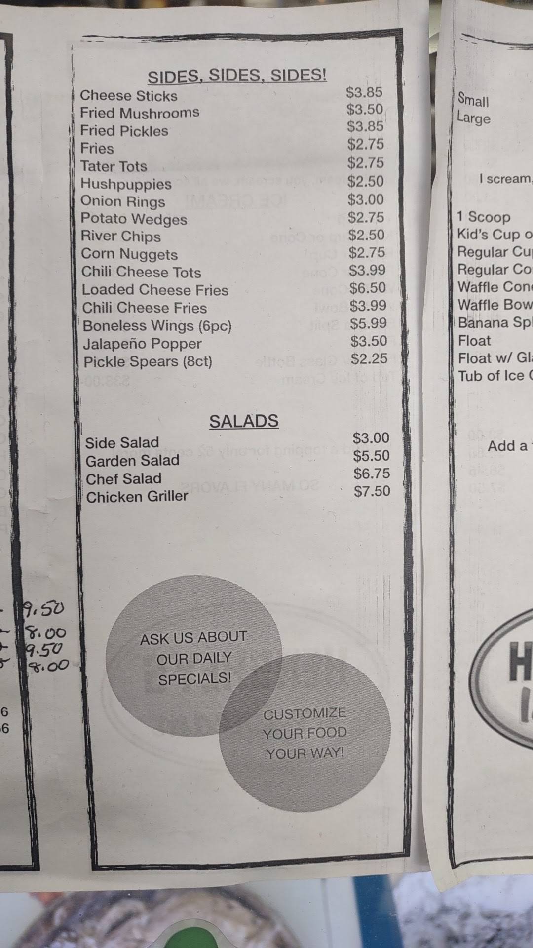 Menu at Speedway Cafe, Rutherford College, 611 Malcolm Blvd