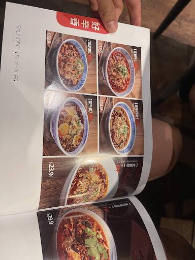 Menu at Spicy Joint Chinatown restaurant, Haymarket