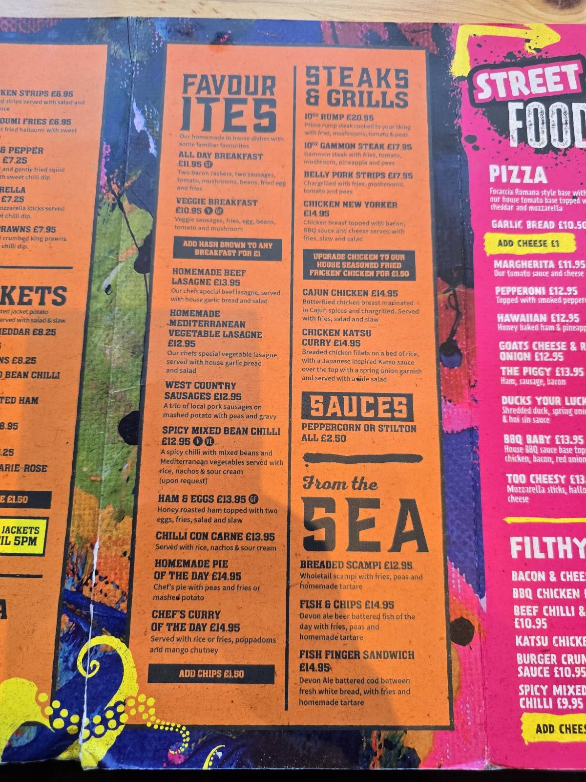 Menu at Spinning Wheel Inn pub & bar, Paignton