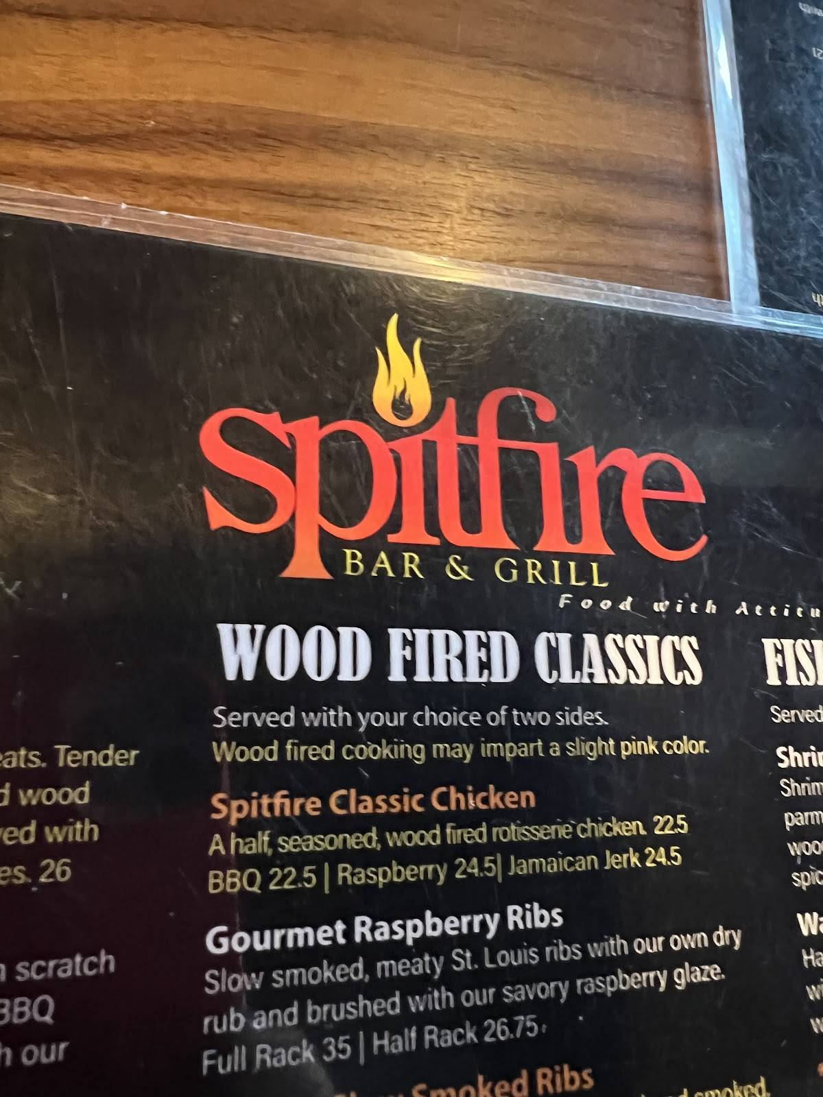 Menu at Spitfire Bar & Grill, West Fargo