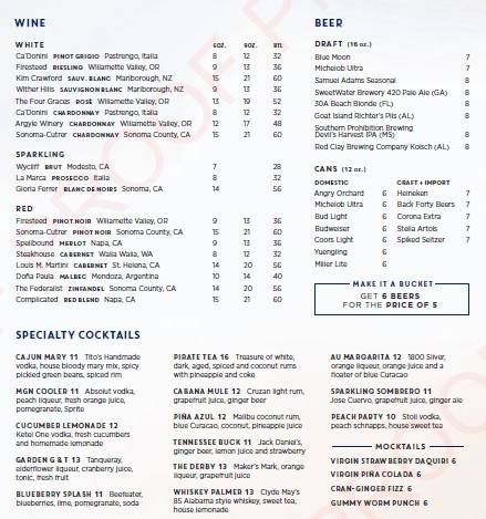 Menu at Splash Pool Bar and Grill, Opelika